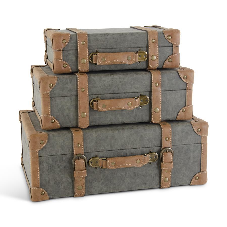 GREEN & TAN SYNTHETIC LEATHER NESTING TRUNKS 3 Size Options – Montana ...