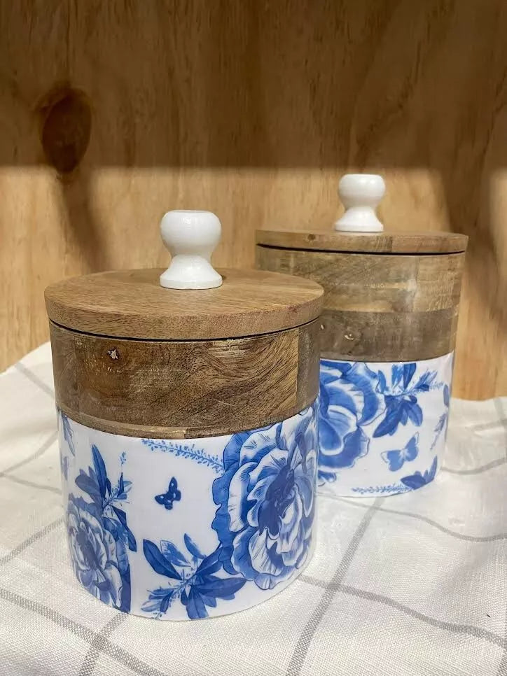 Mango Wood Flower Canister- Set of Two – Montana Rustic Accents
