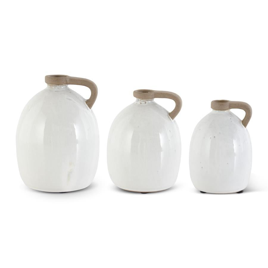 White Ceramic Jugs w/Unglazed Handles 6 inches – Montana Rustic Accents