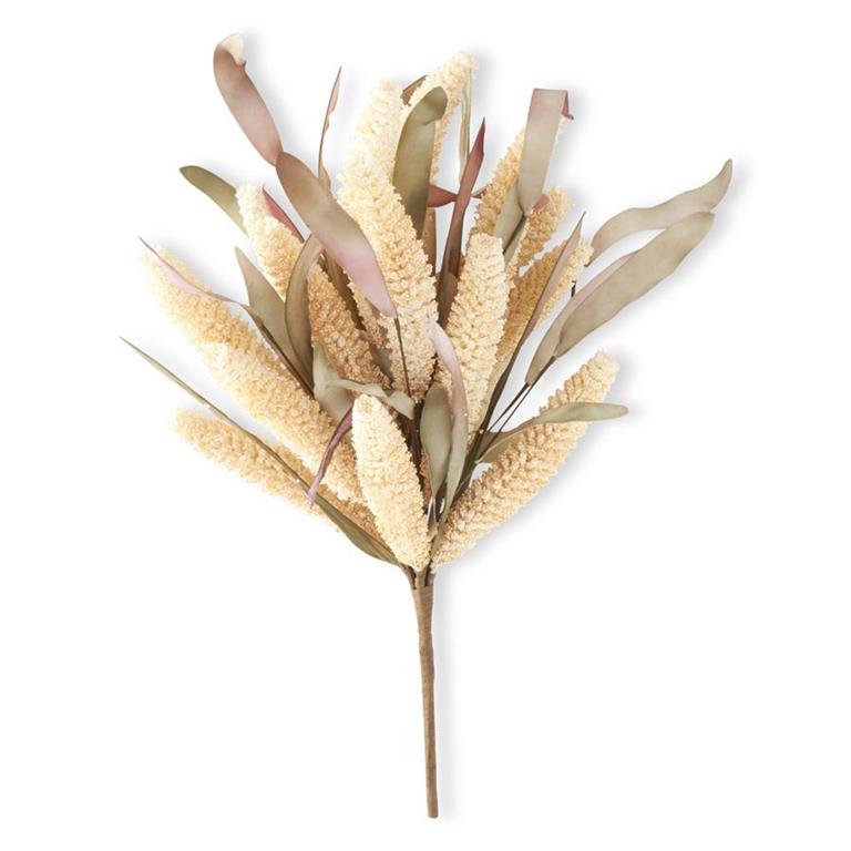 Cream Rice Bush w/ Green & Burgundy Eva Leaves – Montana Rustic Accents