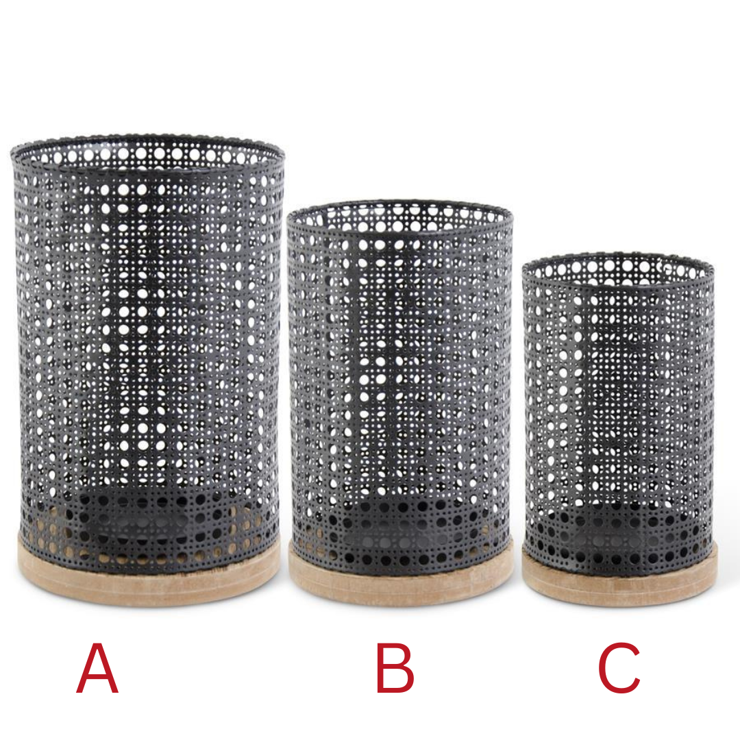 Dark Metal Hole Punched Metal Hurricanes with Wood - Medium – Montana ...